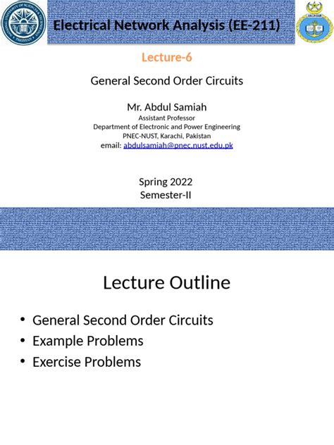 Lecture 6 General Second Order Circuits Pdf Electrical Network
