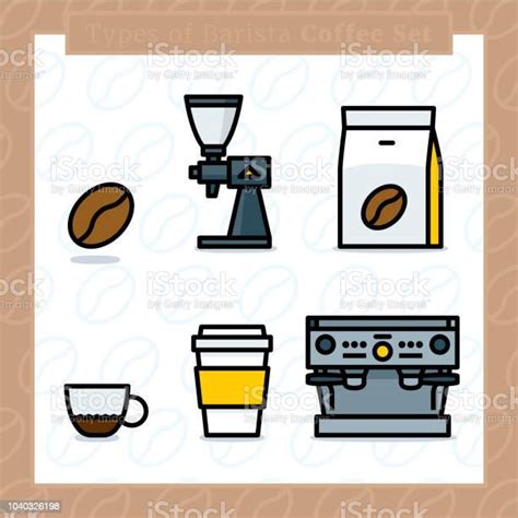 바리 스타 커피 색된 아이콘 설정 및 벡터 일러스트 레이 션2 색의 종류 디자인에 대한 스톡 벡터 아트 및 기타 이미지 디자인 레스토랑 마실 것 Istock