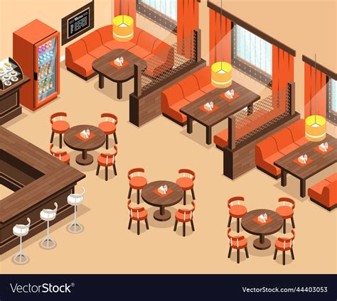 Isometric Restaurant Interior Royalty Free Vector Image