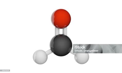 포름알데히드는 포뮬러 H2co 또는 Ch2o를 가진 자연발생적인 유기 화합물입니다 화학 구조 모델 공과 스틱 3d 일러스트레이션 흰색 배경에 격리 아이콘에 대한 스톡 사진