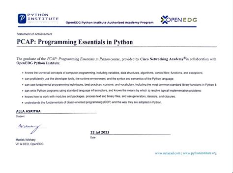 Asritha Alla On Linkedin Pythonprogramming Certification