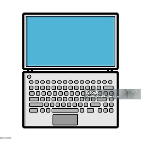 키보드와 모니터흰색 배경에 격리 된 간단한 현대 디지털 직사각형 노트북의 흰색 평면 아이콘의 벡터 그림 개념 컴퓨터 디지털 기술 0명에 대한 스톡 벡터 아트 및 기타 이미지