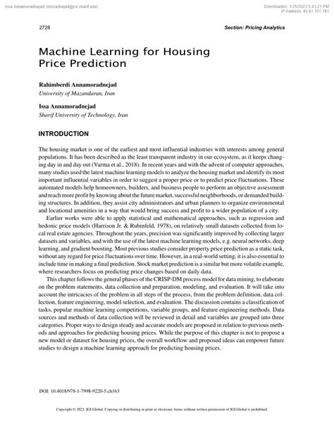Pdf Machine Learning For Housing Price Prediction