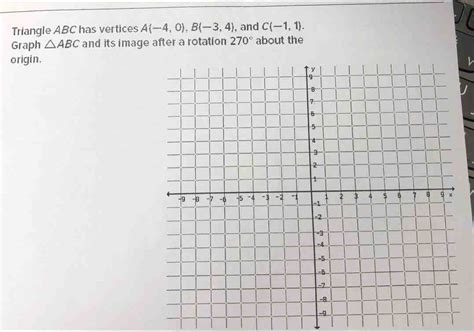 solved triangle abc has vertices a 4 0 b 3 4 and c 1 1 graph
