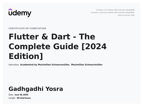 Flutter Dart Udemy Certification Yosra Gadhgadhi