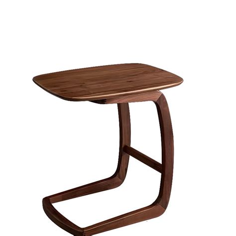 Contemporary C Shape Table Only Rectangle Natural Wood Chairside Table
