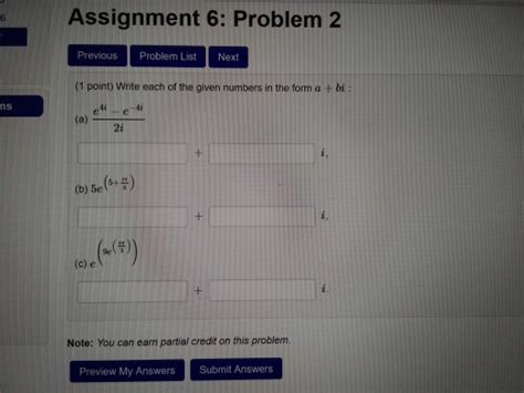 Solved Assignment 6 Problem 2 Previous Problem Listnext 1