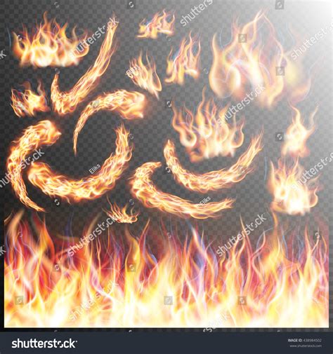 Fire Flame Strokes Realistic Isolated On Stock Vector Royalty Free
