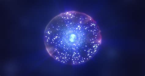 빛나는 밝은 입자가 날아다니는 추상적인 푸른 에너지 구체 전자가 있는 과학 미래형 원자 하이테크 배경 3차원 형태에 대한 스톡 사진 및 기타 이미지 Istock