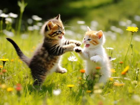 Premium Ai Image Pair Of Playful Kittens Engaged In A Friendly