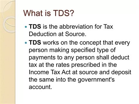 Calculation Of Tds Ppt