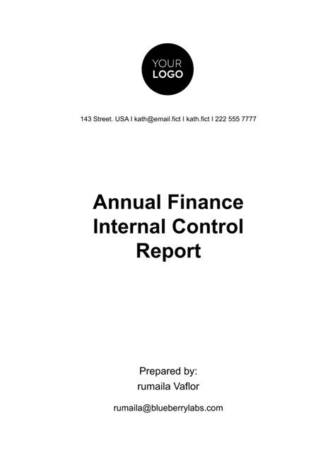 Free Annual Finance Internal Control Report Template To Edit Online