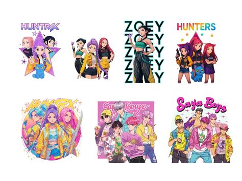 K Pop Demon Hunters Png Bundle Saja Boys Huntrix Digital Download