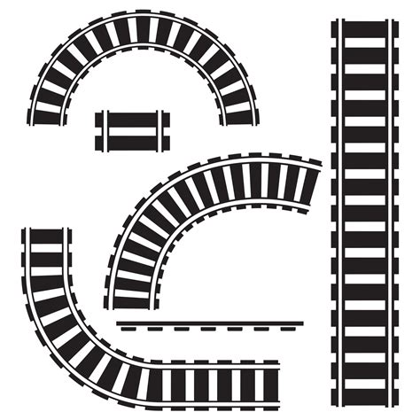 Curved Railway Rails Vector Isolated Illustration Stencil 24459827