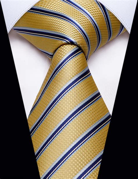 Yourties Yellow Neck Tie Mens Sky Blue White Stripes Jacquard Necktie