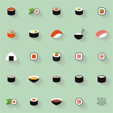 Set Of Sushi Label Stock Vector Illustration Of Graphic 61935437