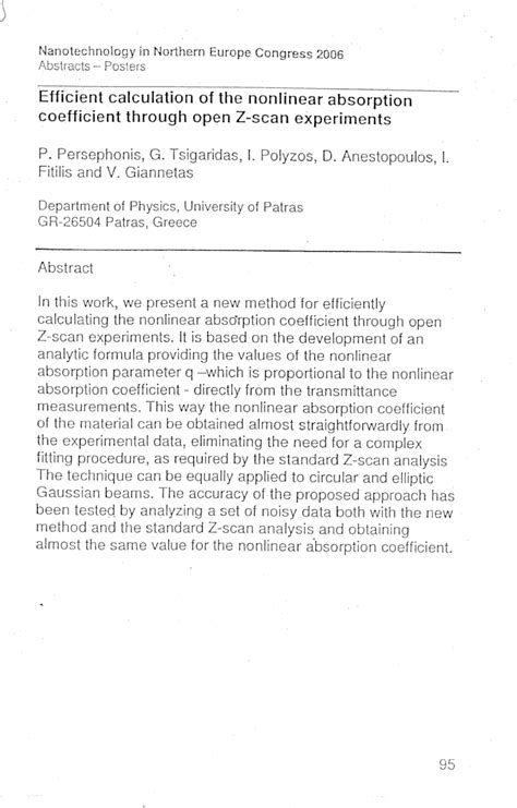 Pdf Efficient Calculation Of The Nonlinear Absorption Coefficient