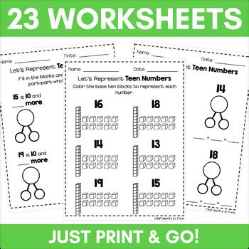Decomposing Teen Numbers Making Composing And Representing Teen Numbers