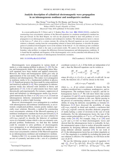 Pdf Analytic Description Of Cylindrical Electromagnetic Wave Propagation In An Inhomogeneous
