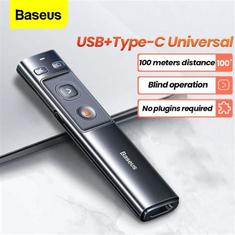 Baseus Wireless Presenter Pen 2 4Ghz USB C Adapter Handheld Remote Control Pointer BrandStored