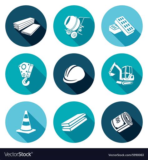 Construction Machinery Equipment Materials Icons Vector Image