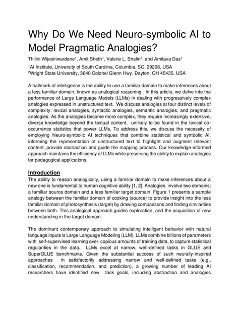 Why Do We Need Neuro Symbolic Ai To Model Pragmatic Analogies Deepai