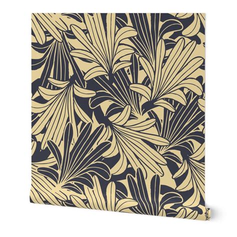 Large Scale Overlapping Gold Palm Wallpaper Spoonflower