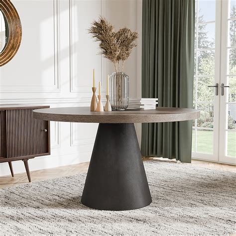 Furniture Of America Hans Rustic Oak Dark Walnut Round Contemporary