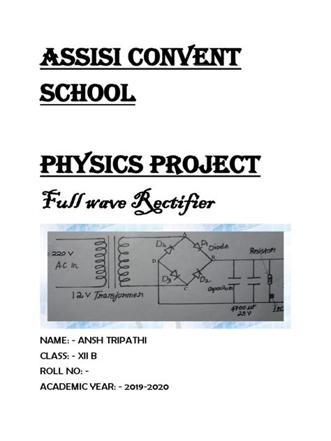 Physics Investigatory Project On Full Wave Rectifier Pdf Rectifier Power Supply