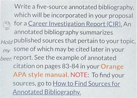 Write A Five Source Annotated Bibliography Which