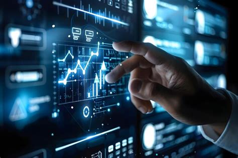 Premium Photo Analyzing Financial Data Through Interactive Visual Interface