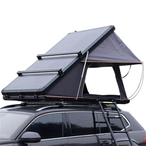 Triangle Black Hard Shell And Grey Fabric 2 Person Aluminum Car Rooftop