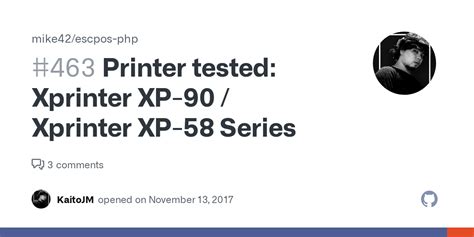 Printer Tested Xprinter Xp 90 Xprinter Xp 58 Series · Issue 463