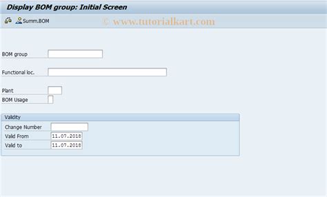 IB16 SAP Tcode Display FunctLocation BOM Group
