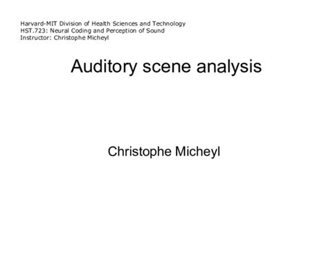 Pdf Auditory Scene Analysis
