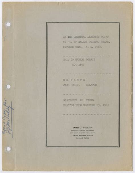 T01 Transcript Of State Vs Ruby Writ Of Habeas Corpus Volume 1 Works The Sixth Floor