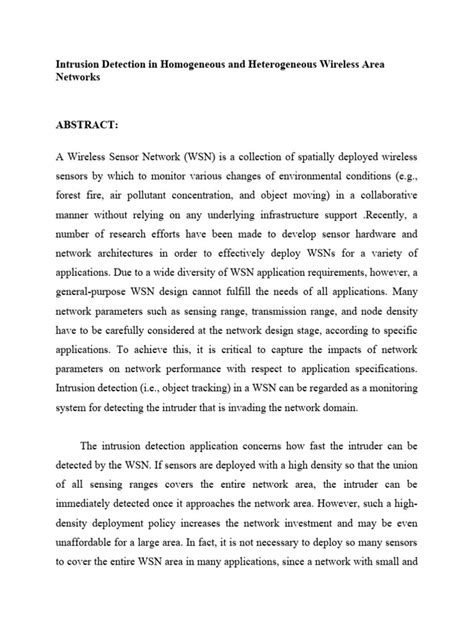 Intrusion Detection In Wireless Area Networks Pdf Wireless Sensor Network Computing