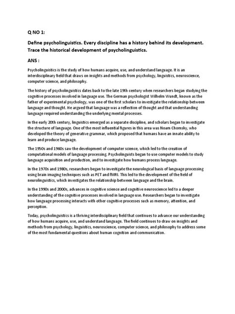 Basics Of Psycholinguistics Pdf Language Acquisition