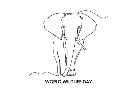 Premium Vector Continuous One Line Drawing A Elephant World Wild Life Concept Single Line Draw