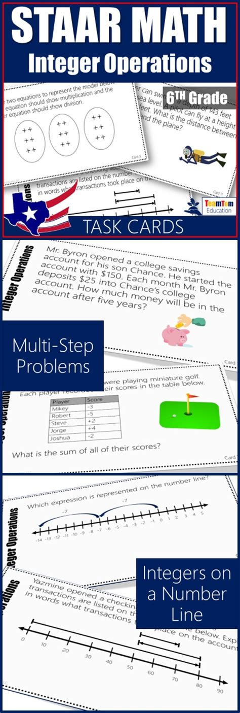 Integer Operations Task Cards 6th Grade Staar