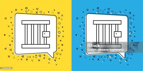 노란색과 파란색 배경에 격리 된 줄 감옥 창 아이콘을 설정합니다 벡터 강철에 대한 스톡 벡터 아트 및 기타 이미지 강철 개념 건축하기 Istock