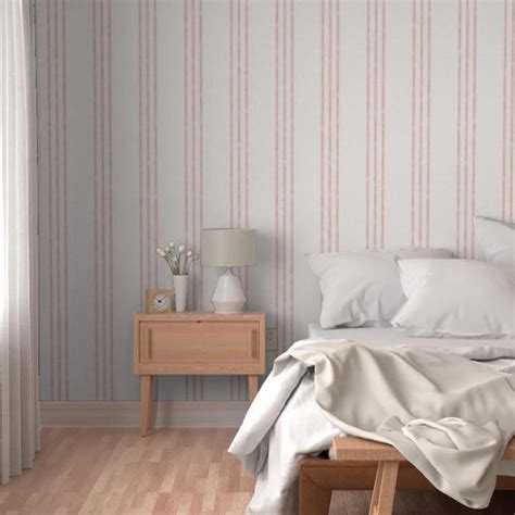 Watercolor Pink Stripes Wallpaper Coquette Nursery And Girls Room Decor