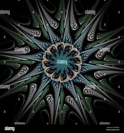 Beautiful Symmetrical Fractal Mandala Flower Or Circle Digital