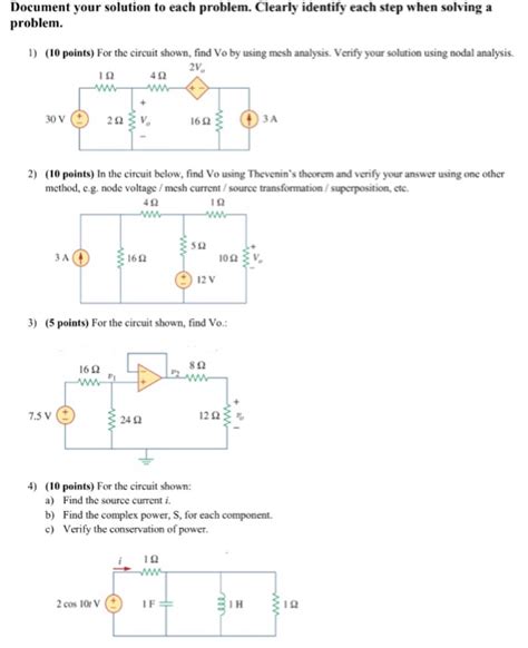 Solved For The Circuit Shown Find Vo By Using Mesh Analysis
