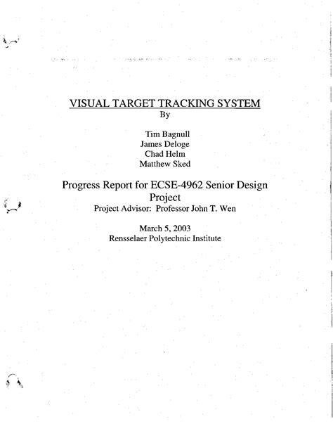 Visual Target Tracking System Project Analogic Design Ecse 4962