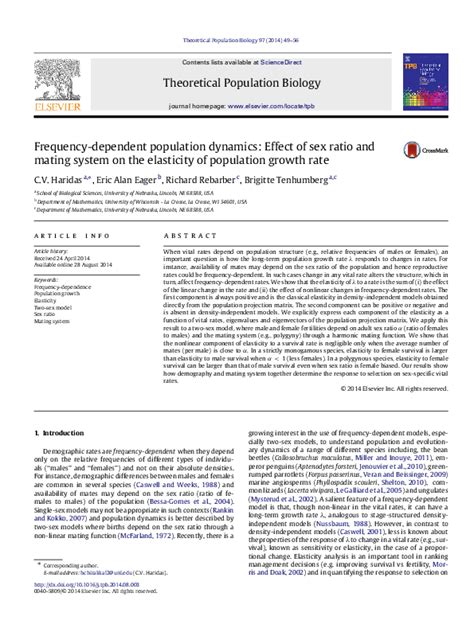 Pdf Frequency Dependent Population Dynamics Effect Of Sex Ratio And