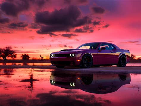 Dodge Challenger Hellcat Sunset Wallpapers Wallpaper Cave