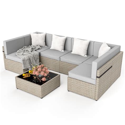 Pamapic Patio Furniture Set 7 Pieces Modular Outdoor
