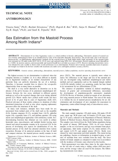 Pdf Sex Estimation From The Mastoid Process Among North Indians