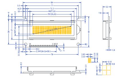 16x2 1602 Stn Yellowgreen Character Lcd Display Module